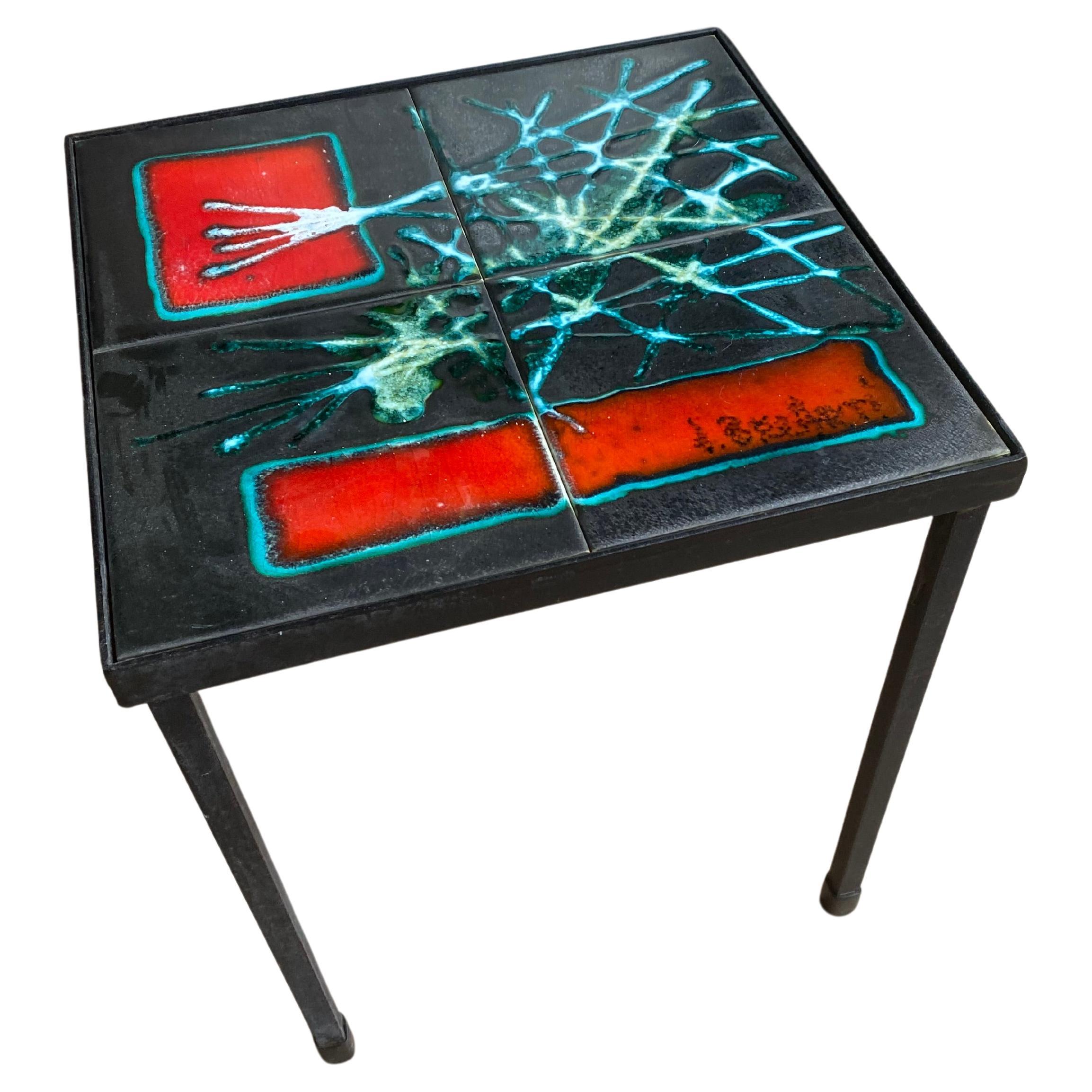 Mid-Century Modern Tile and Walnut Coffee Table at 1stDibs