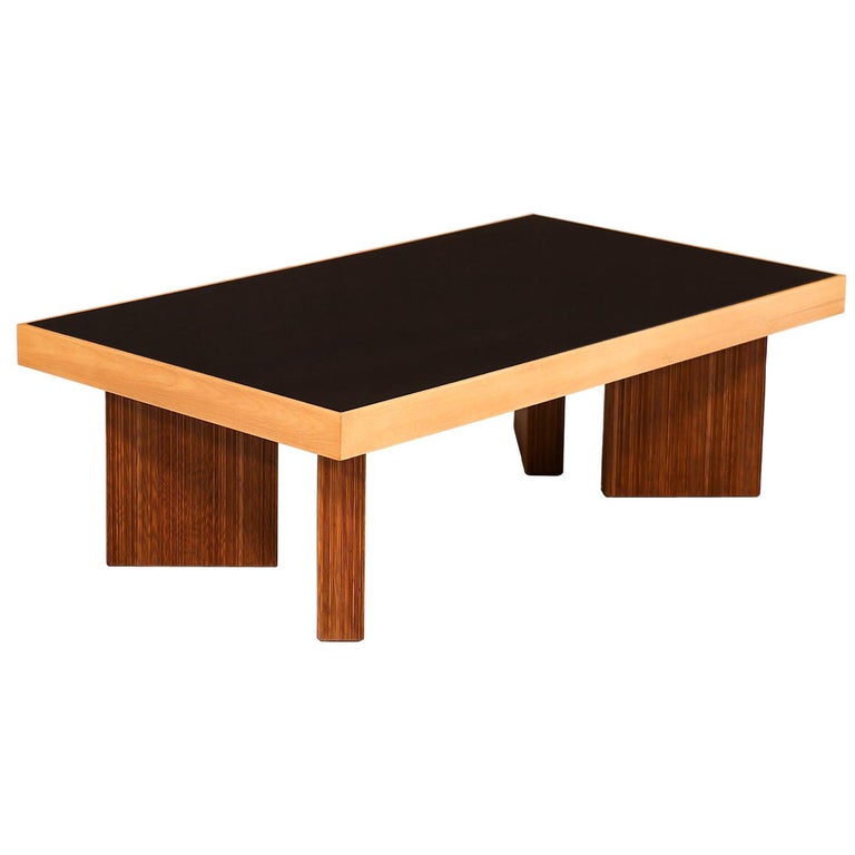 Mid-Century Modern Coffee Table with Smoke Glass Top at 1stDibs