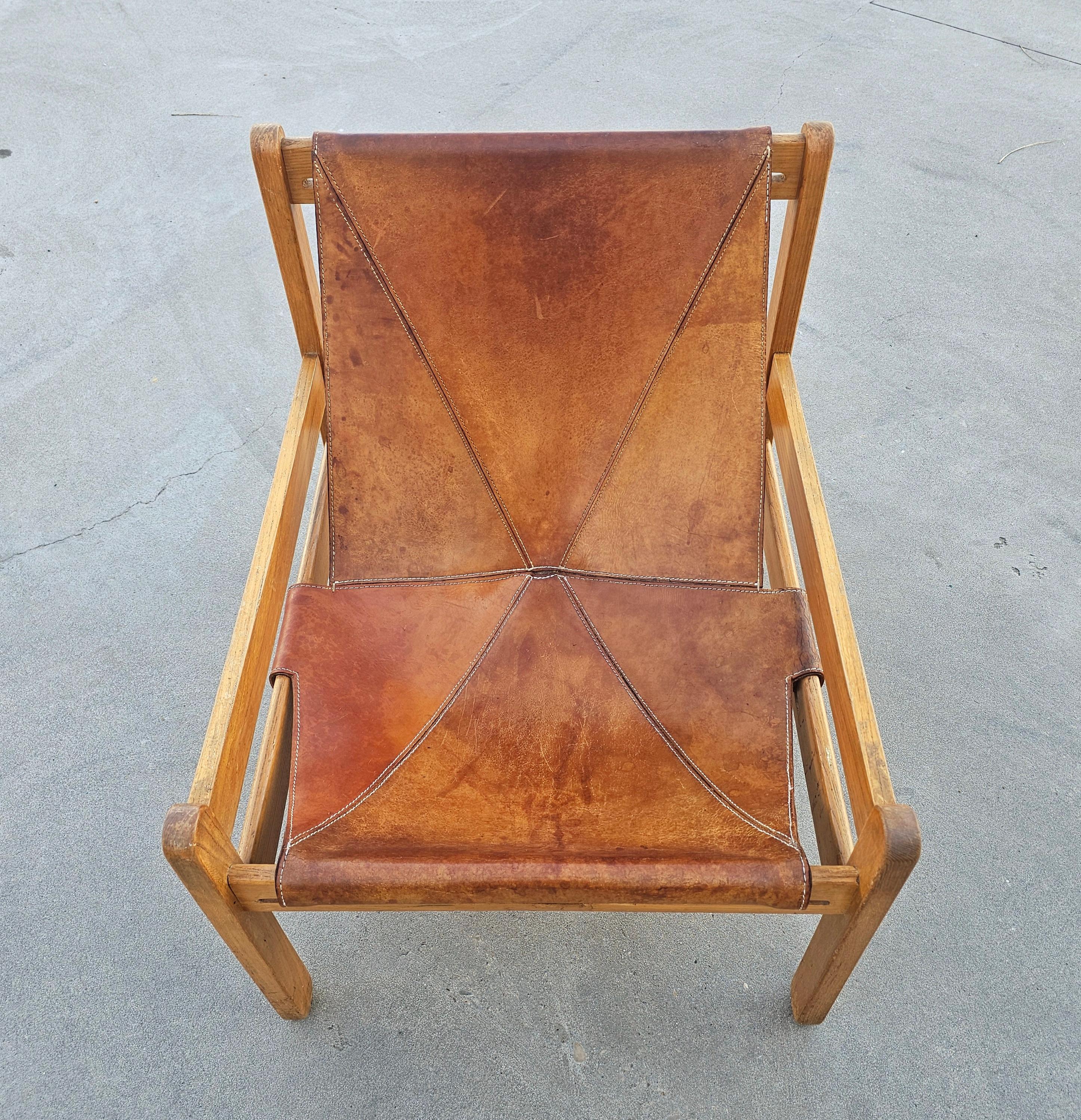 Mid Century Modern Cognac Leather Sling Chair, Brazil 1970s For Sale at ...