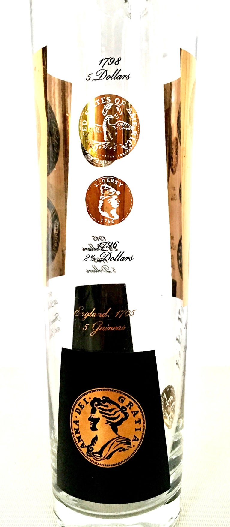 Mid-Century Modern Coin Tray and 22-Karat Gold "US Coins" Drinks Set/22 ...