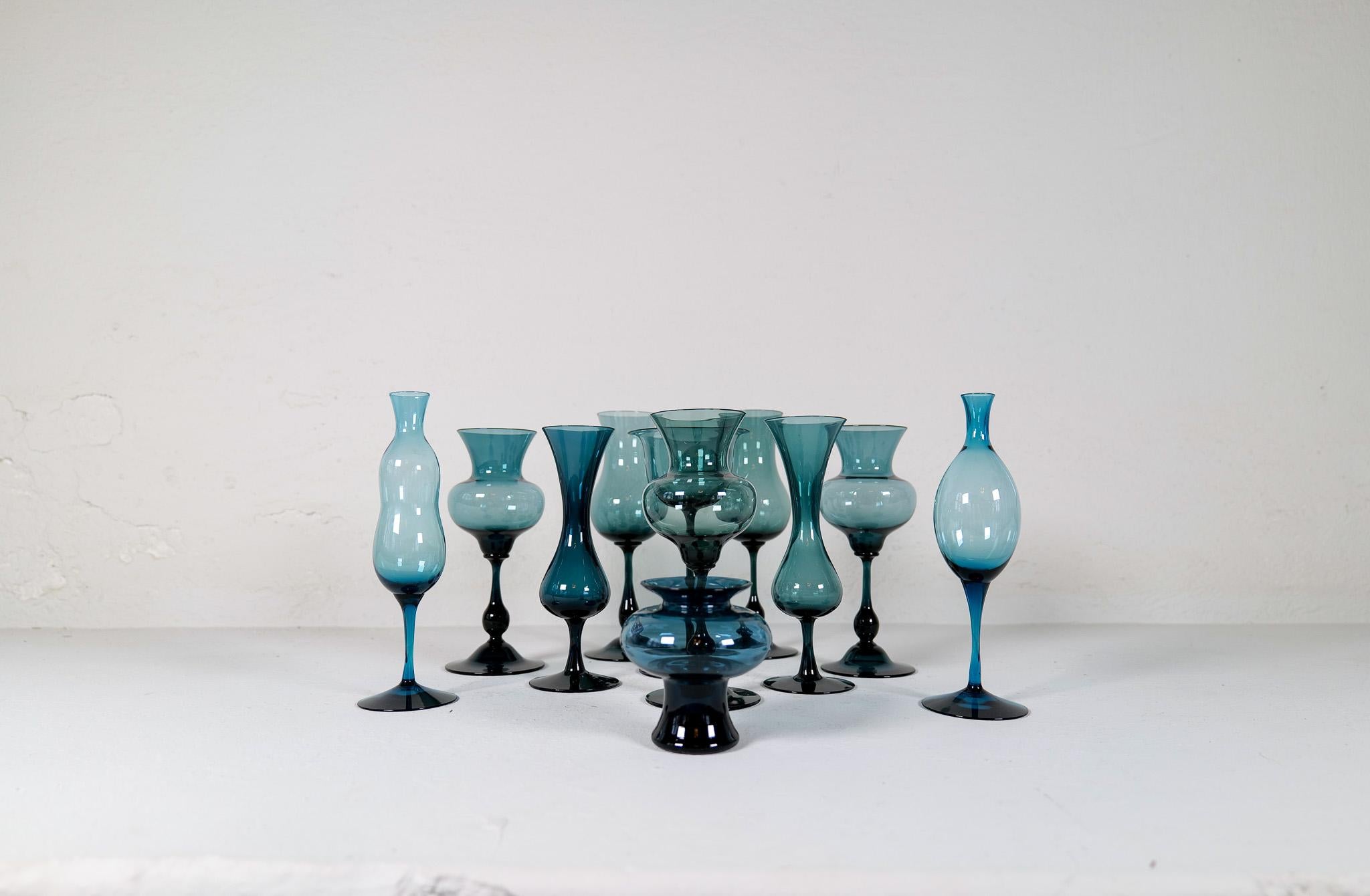 Mid-Century Modern Collection of Sculptural Gullaskruf Vases, Sweden ...