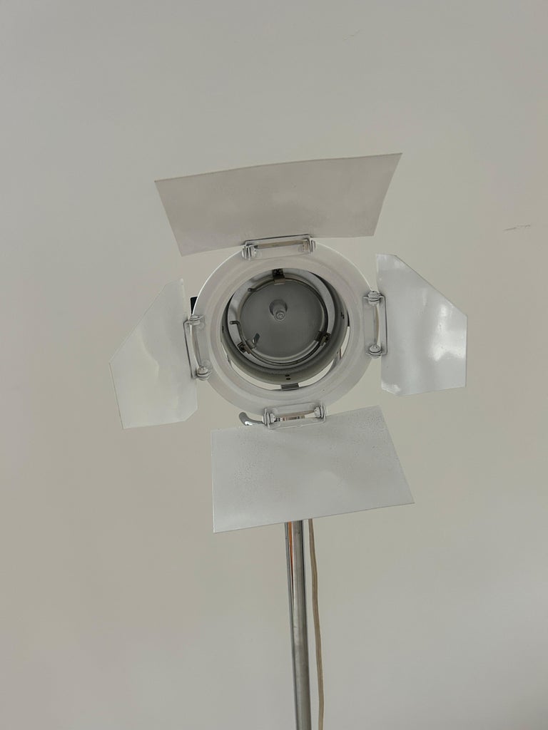 Mid Century Modern Colortran mid century chrome floor lamp white film ...