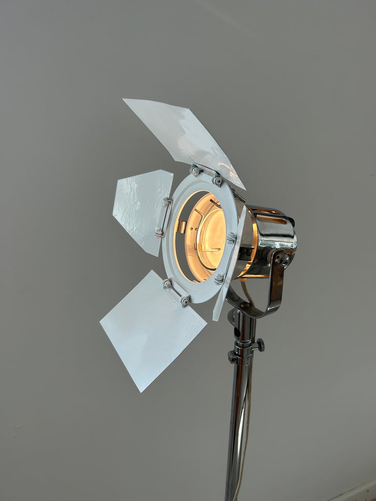 Mid Century Modern Colortran mid century chrome floor lamp white film ...