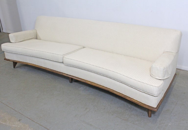Mid-Century Modern Concave-Front White Sofa on Wood Base For Sale at ...