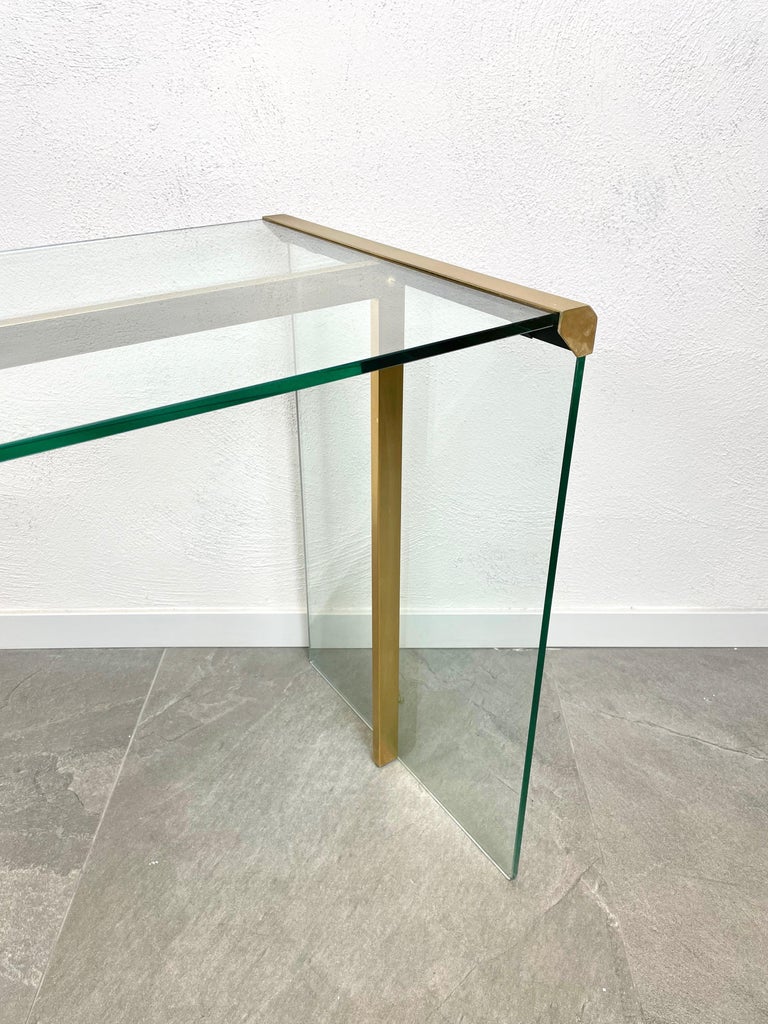 Mid-Century Modern Console Table Glass and Brass Gallotti and Radice ...