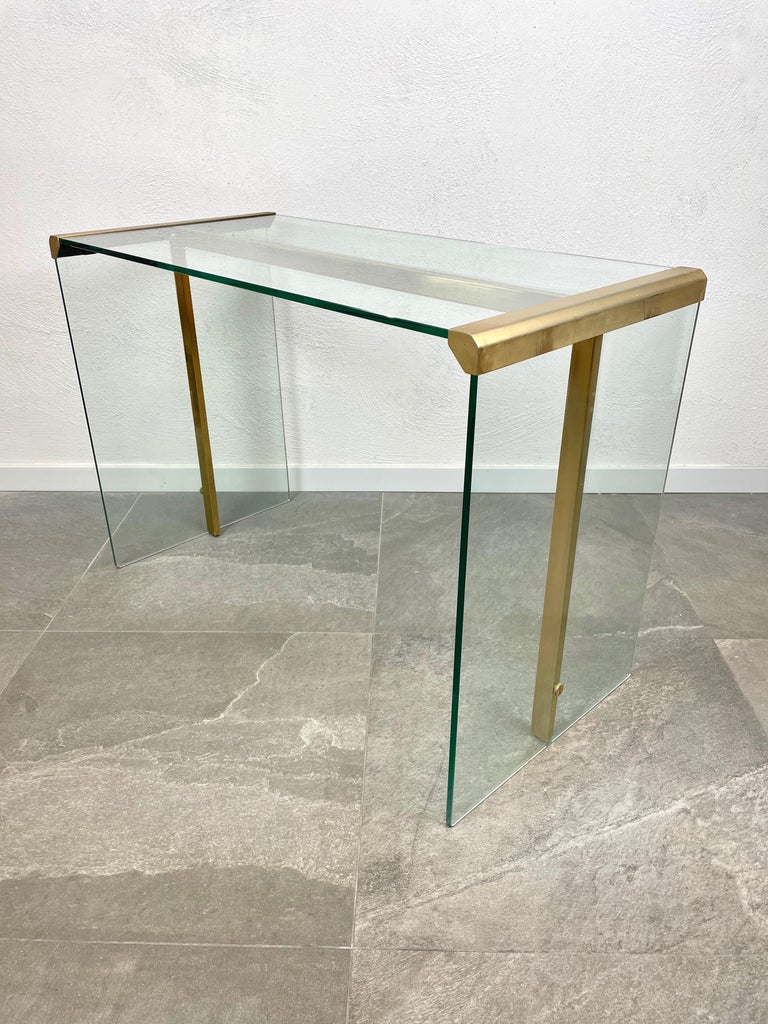 Mid-Century Modern Console Table Glass and Brass Gallotti and Radice ...