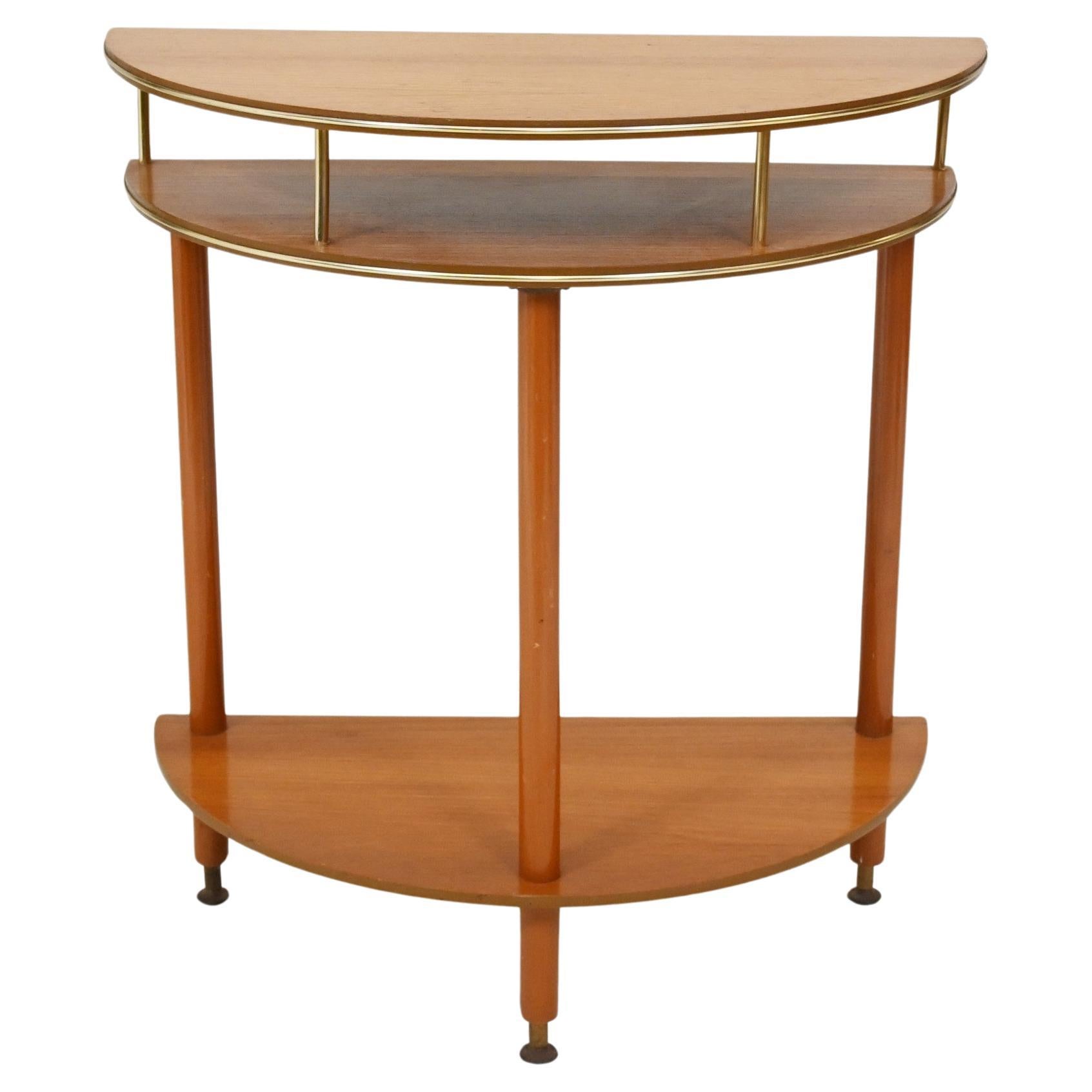 Mediterranean Spanish Style Half Round Gothic Demilune Teak Console ...