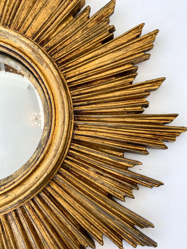 Mid-Century Modern Convex Sunburst Mirror, Italy, 1960s at 1stDibs