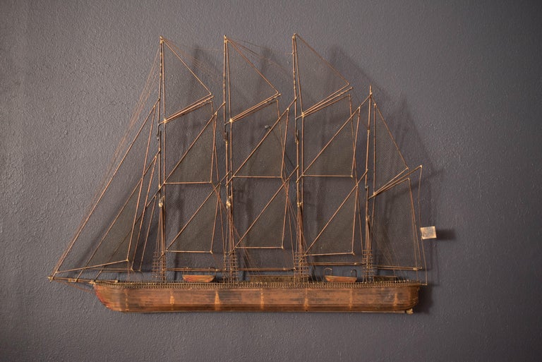 Mid Century Modern Copper Clipper Ship Wall Art Sculpture by Curtis ...