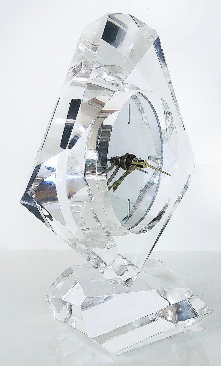 Mid-Century Modern Cosmo Quartz Lucite Framed Clock at 1stDibs