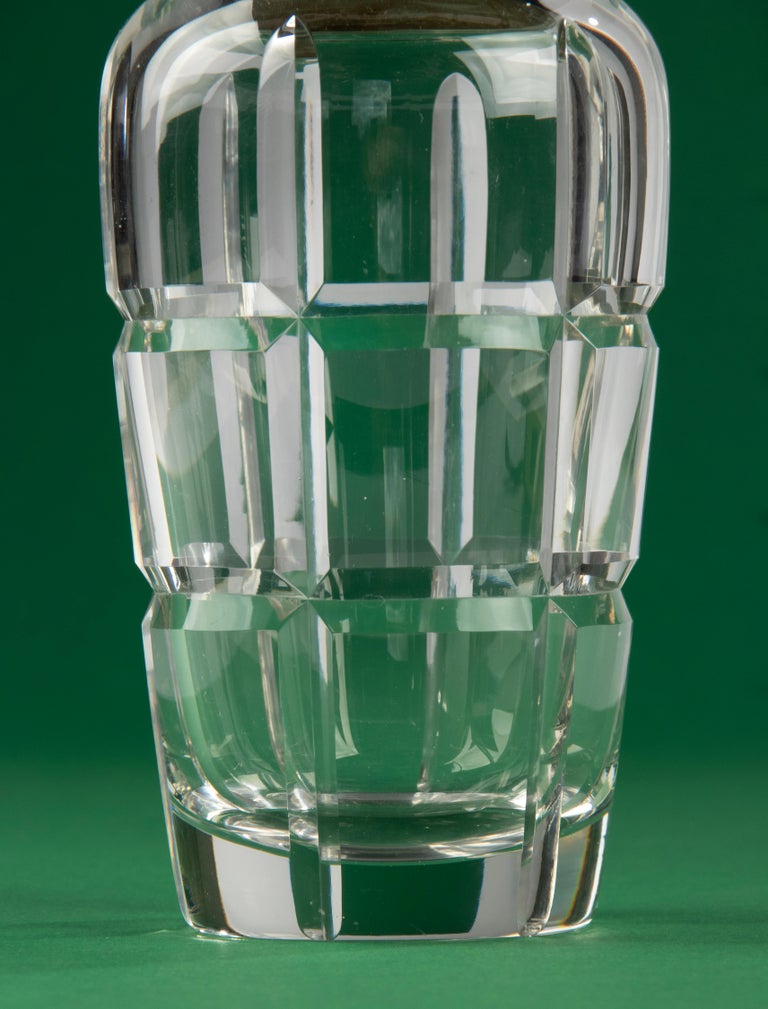 Mid-Century Modern Crystal Cocktail Shaker with Silver Plated Top ...