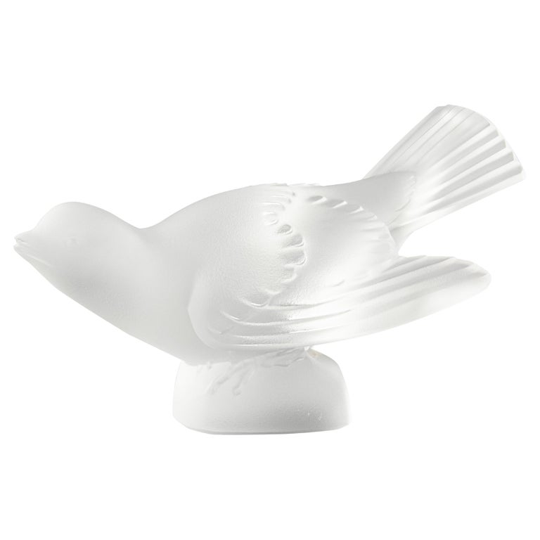 Mid-Century Modern Crystal Figurine of a Bird, Lalique Moineau Hardi ...