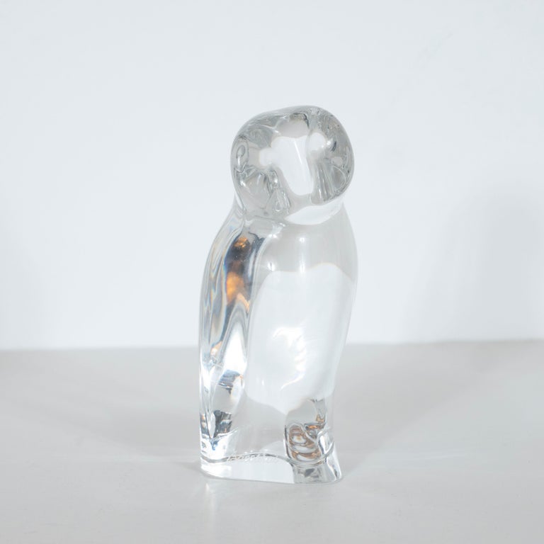 Mid-Century Modern Crystal Owl Paperweight by Baccarat of France For ...