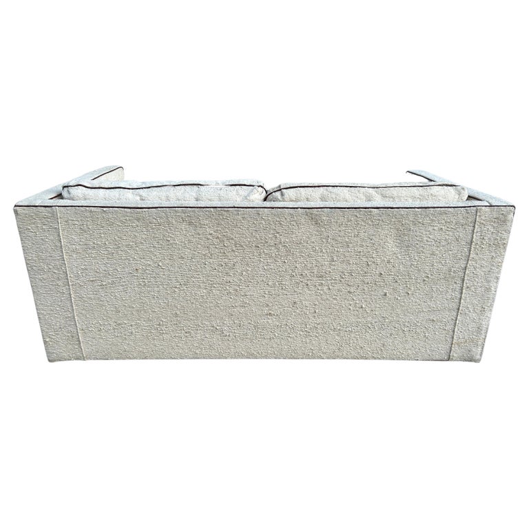 Mid-Century Modern Cube Loveseat Sofa in off White Nubby Linen For Sale ...