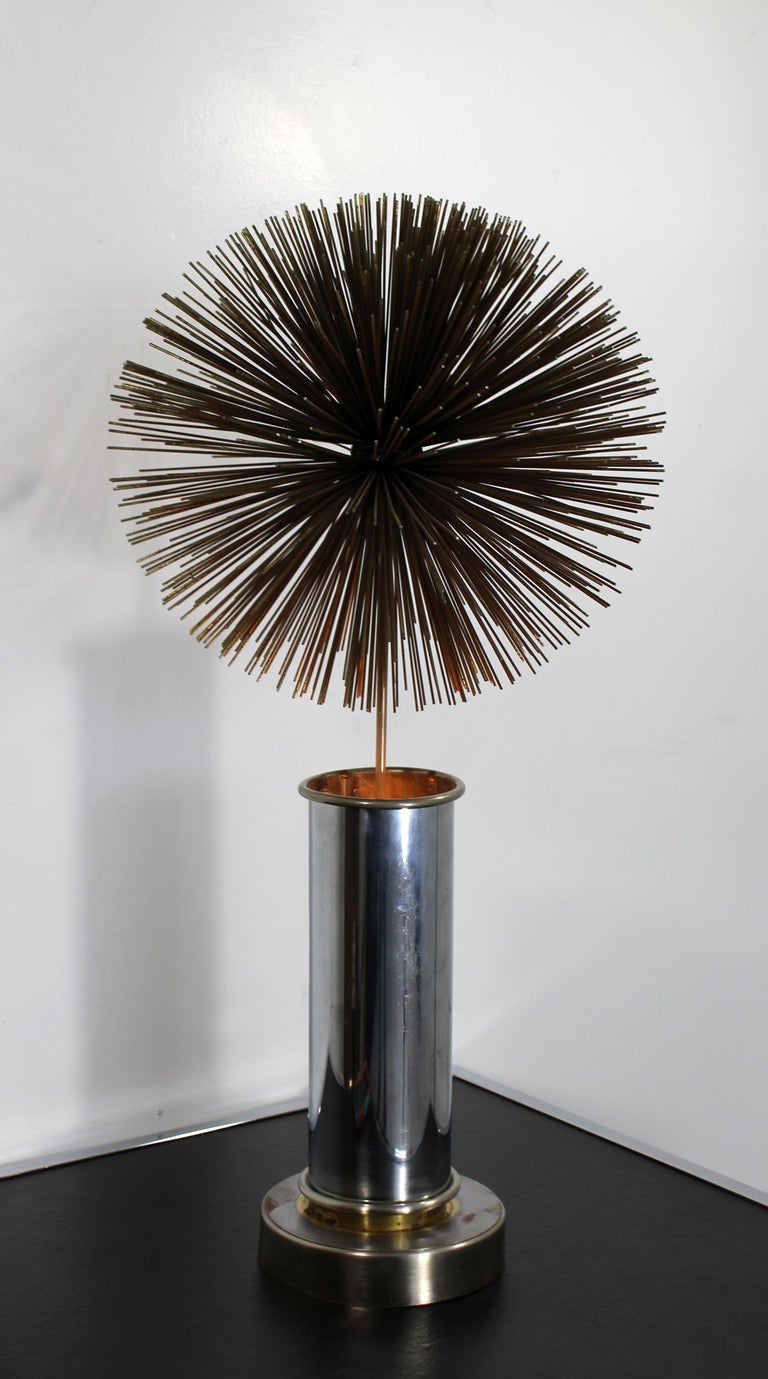 Mid-Century Modern Curtis Jere Mixed Metals Spiky Pom Pom Table Lamp ...