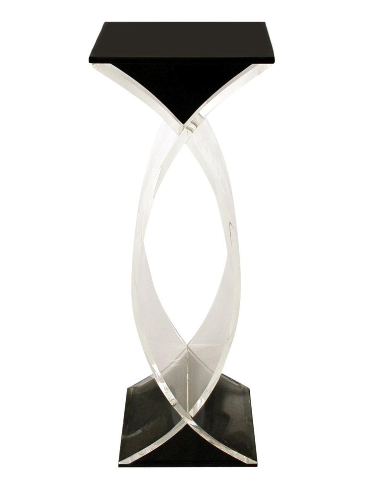 Mid-Century Modern Curved Lucite and Black Acrylic Pedestal or Plant ...