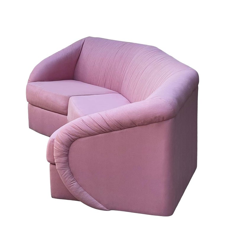 Mid-Century Modern Curved Octagonal Sofa in Pink with Sculptural Arms at 1stDibs