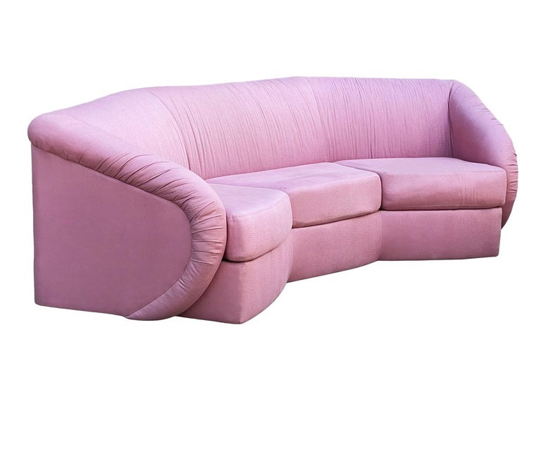 Mid-Century Modern Curved Octagonal Sofa in Pink with Sculptural Arms at 1stDibs