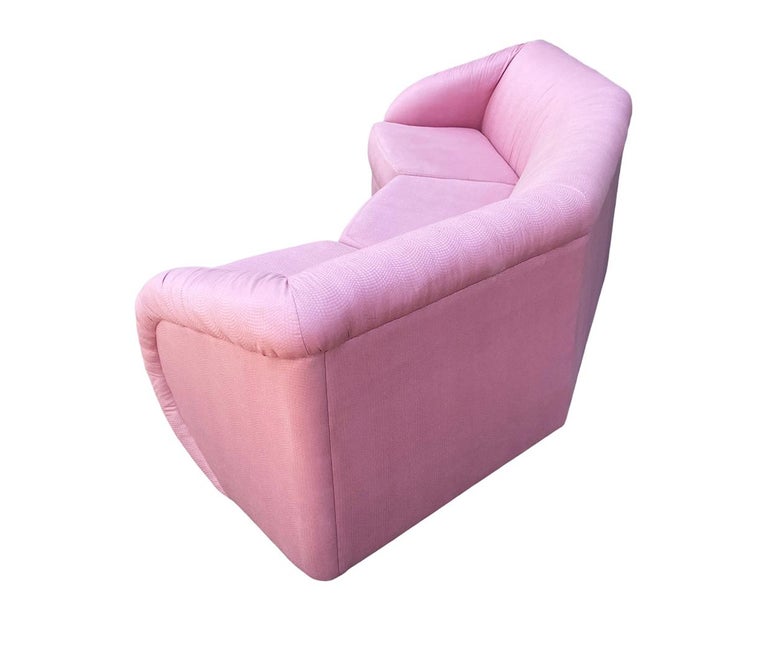 Mid-Century Modern Curved Octagonal Sofa in Pink with Sculptural Arms ...