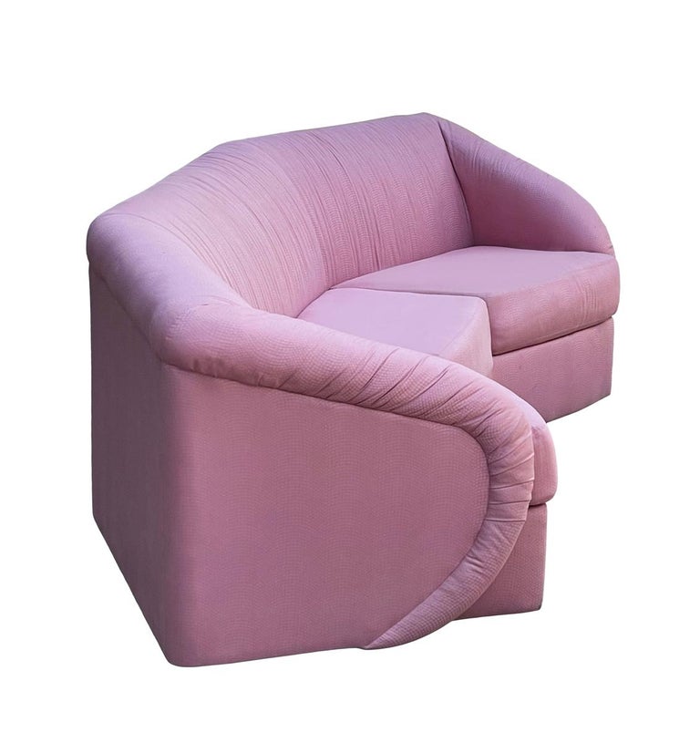 Mid-Century Modern Curved Octagonal Sofa in Pink with Sculptural Arms ...