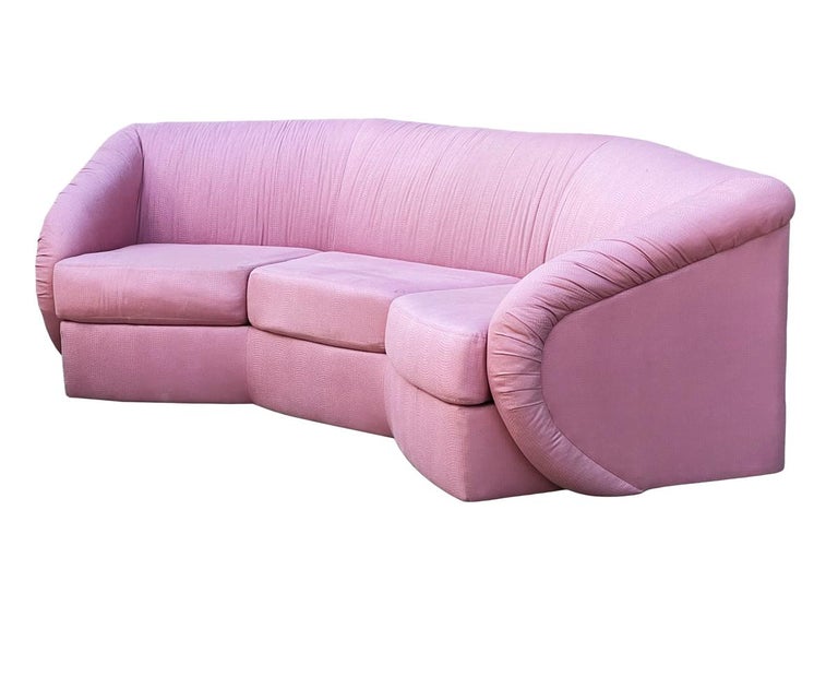 Mid-Century Modern Curved Octagonal Sofa in Pink with Sculptural Arms ...