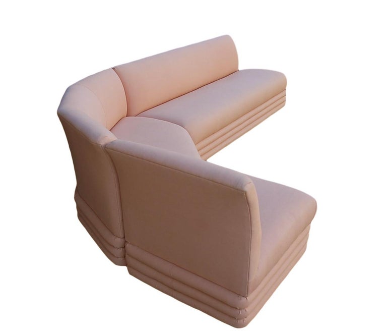Mid-Century Modern Curved Sectional Sofa in Pink For Sale at 1stDibs