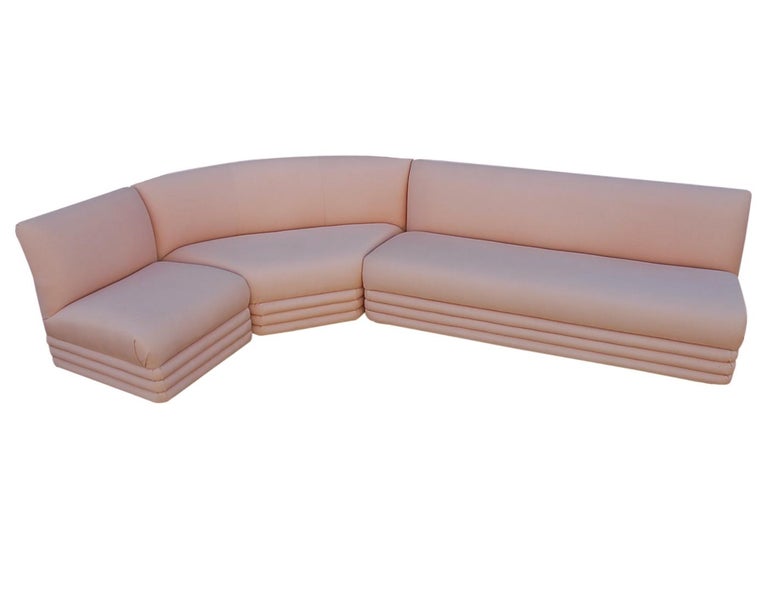 Mid-Century Modern Curved Sectional Sofa in Pink For Sale at 1stDibs