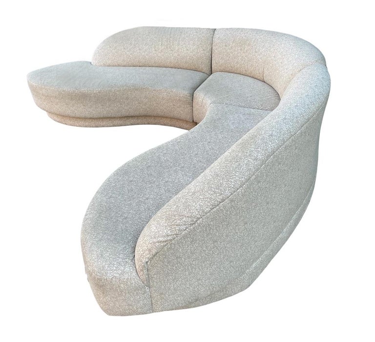 Mid Century Modern Curved Serpentine L Shape Sectional Sofa For Sale at ...