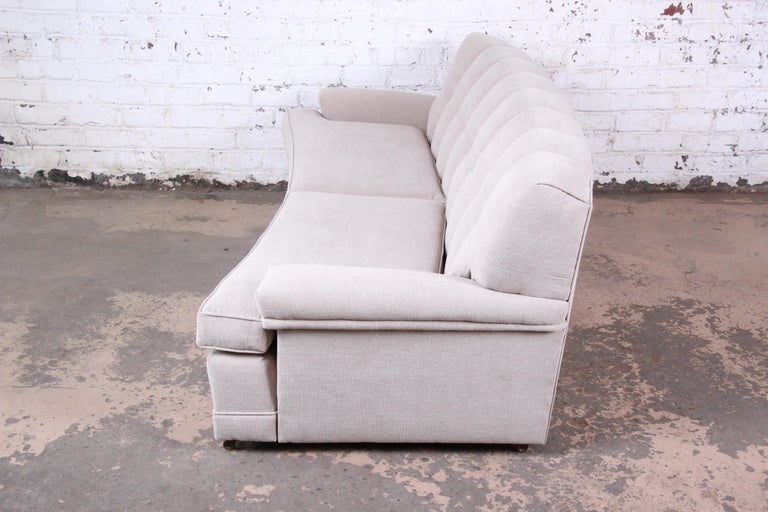 Mid-Century Modern Curved Tufted Sofa, Newly Reupholstered at 1stDibs