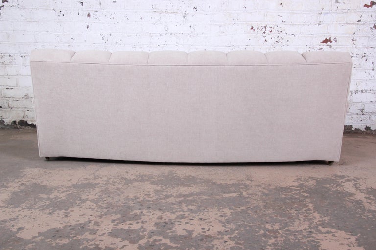 Mid-Century Modern Curved Tufted Sofa, Newly Reupholstered at 1stDibs