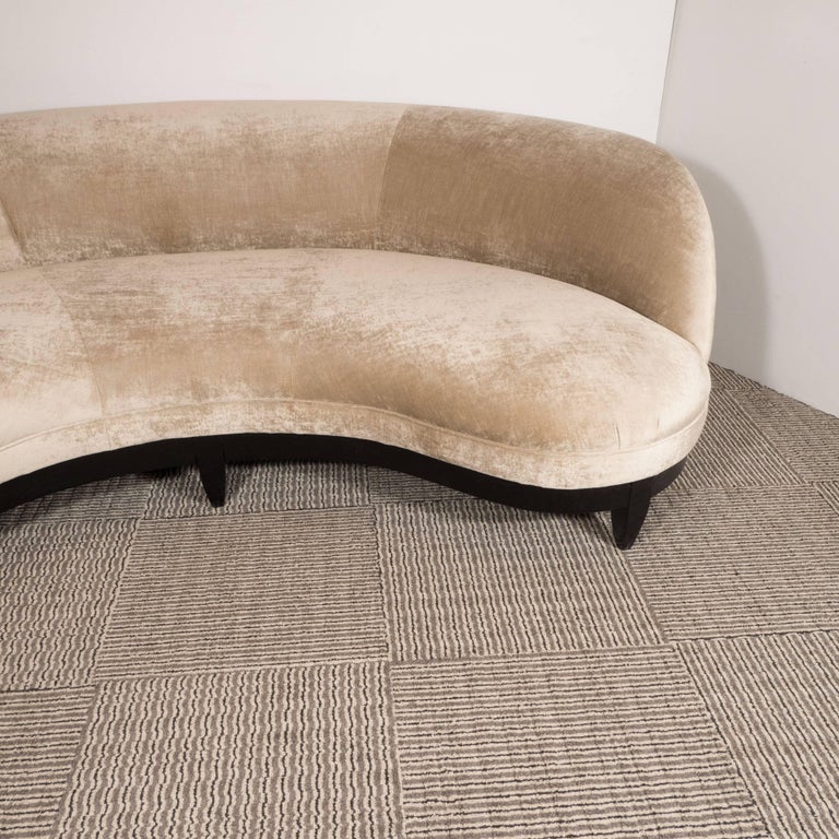 Mid-Century Modern Curvilinear Champagne Velvet Sofa, in the Manner of ...