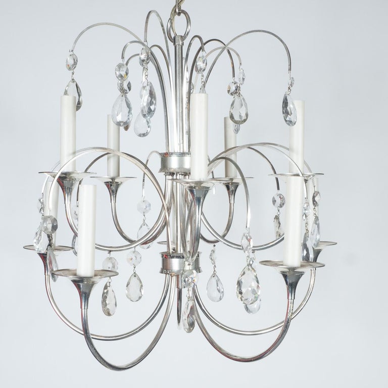 Mid-Century Modern Curvilinear Silver Plated Chandelier For Sale at 1stDibs