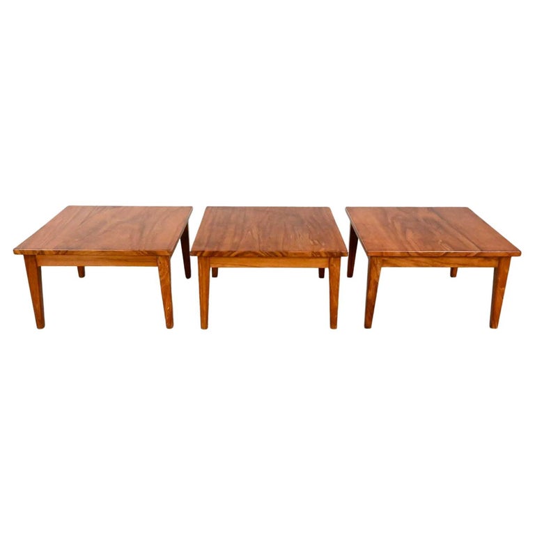 Mid-Century Modern Custom Stackable Square Solid Rosewood Tables, Set ...