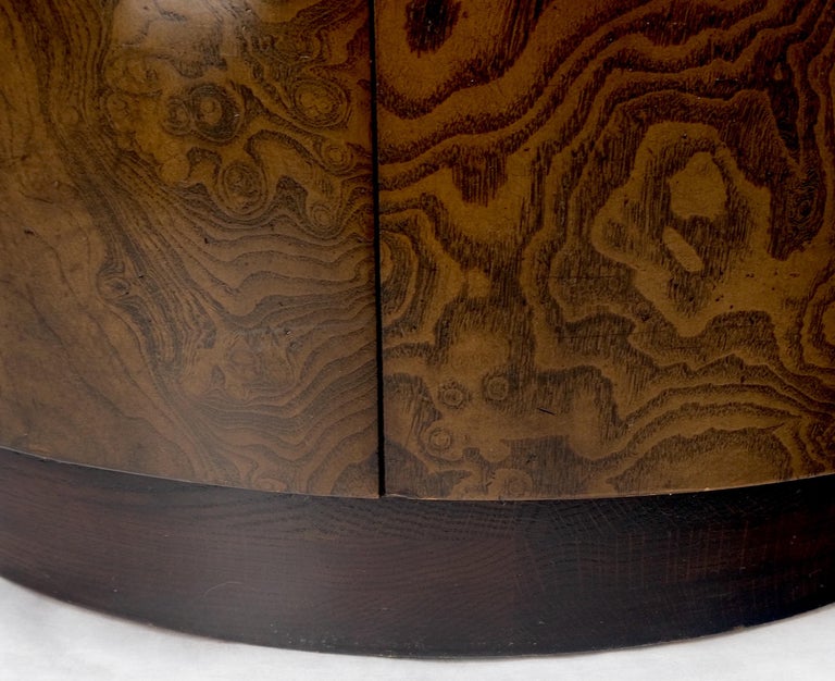 Mid-Century Modern Cylinder Drum Shape Burl Wood End Side Table ...