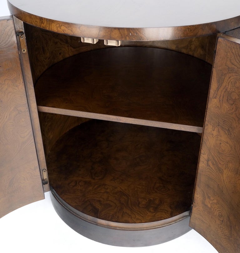 Mid-Century Modern Cylinder Drum Shape Burl Wood End Side Table ...