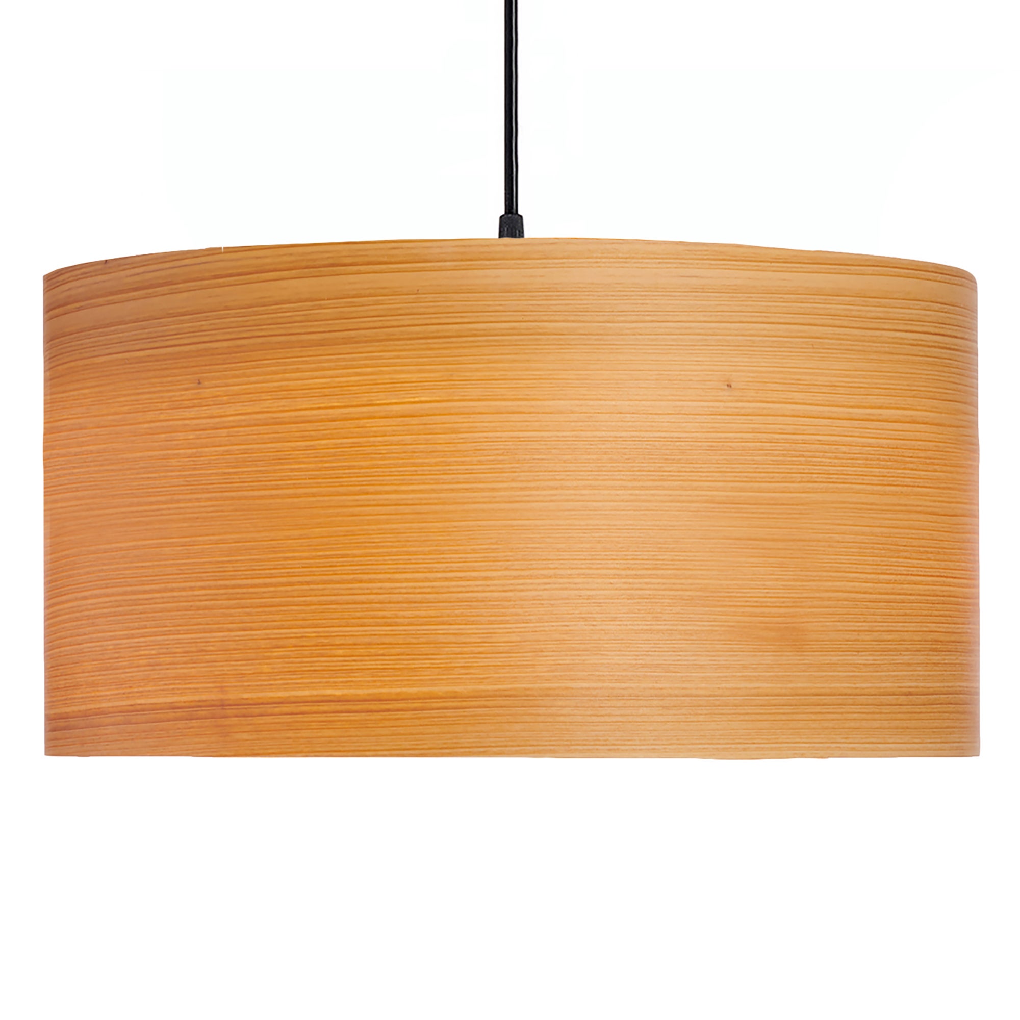 Mid-Century Modern White Wood 17.5" Drum Pendant For Sale at 1stDibs