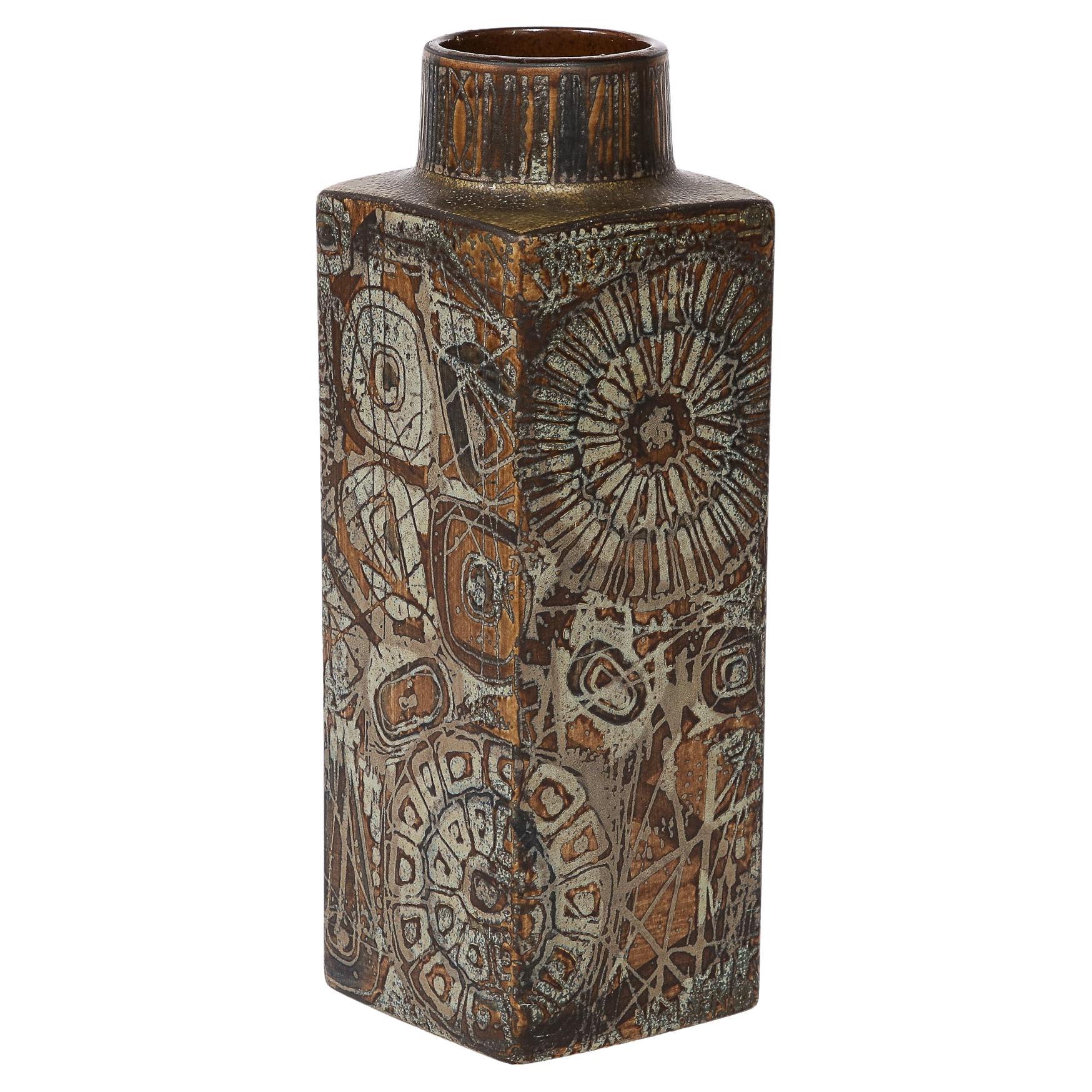 Large Mid-Century Modern Hand Painted Vase by Giovanni Desimone at 1stDibs