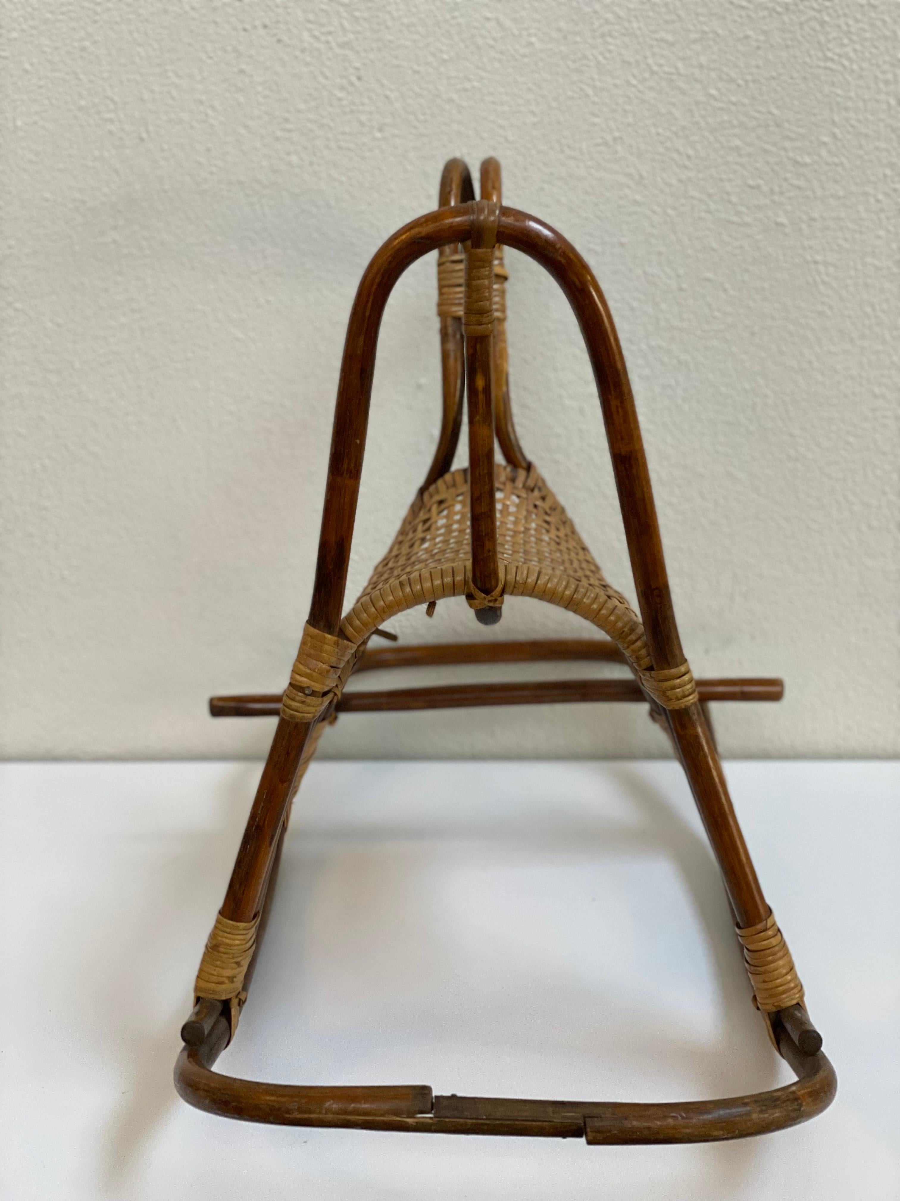 Mid-Century Modern Danish Rocking Horse with Wicker Rattan Seat For ...