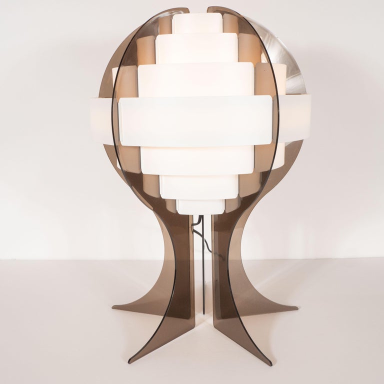 Mid-Century Modern Danish Smoked and Opaque Lucite Table Lamp at 1stDibs
