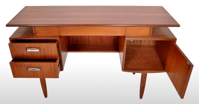 Mid-Century Modern Danish Style Teak "Fresco" Floating Top Desk by G ...