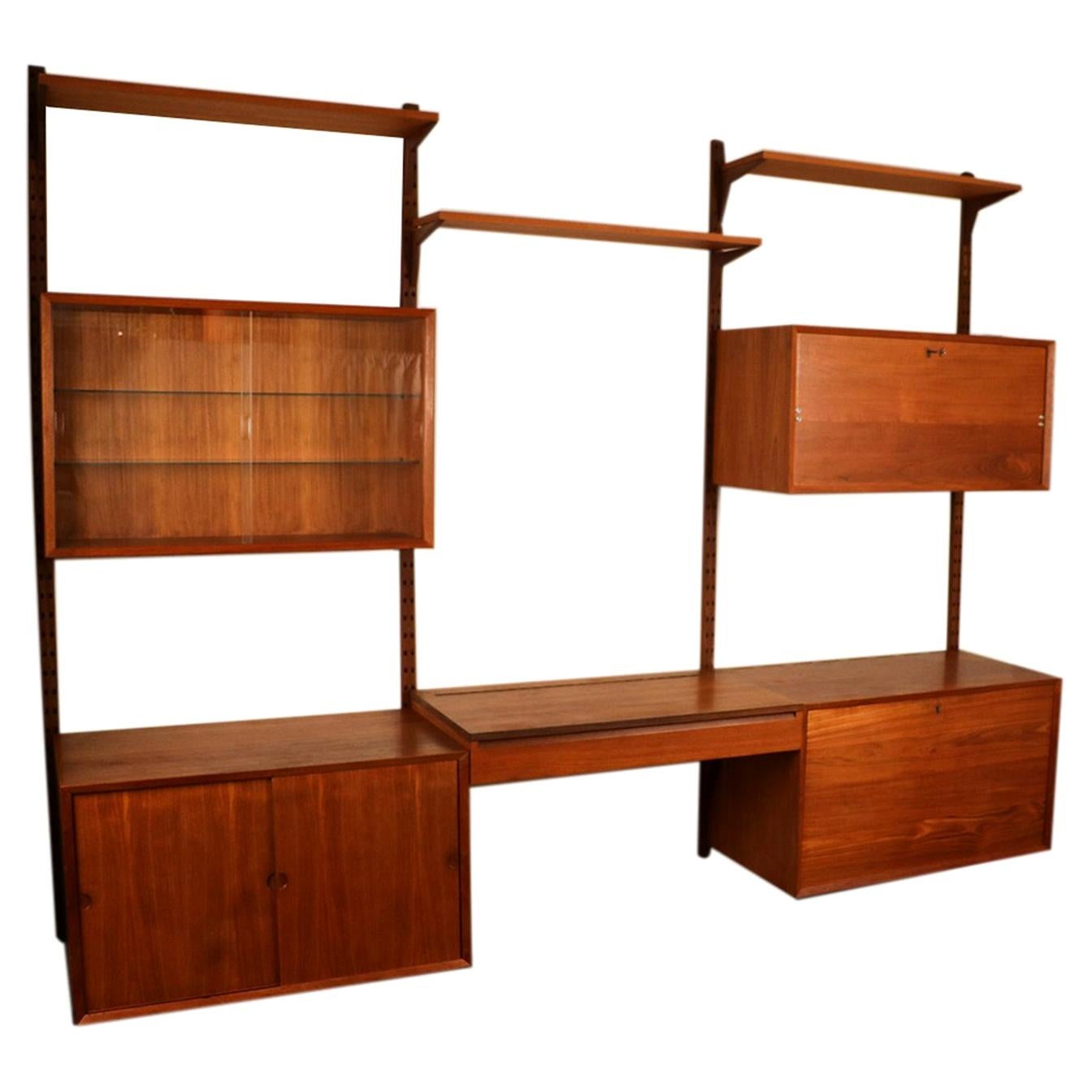 Mid-Century Modern Danish Teak Floating Wall Unit with Vanity For Sale ...