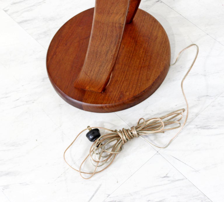 Mid-Century Modern Danish Teak Floor Lamp Table with Spaghetti Resin ...