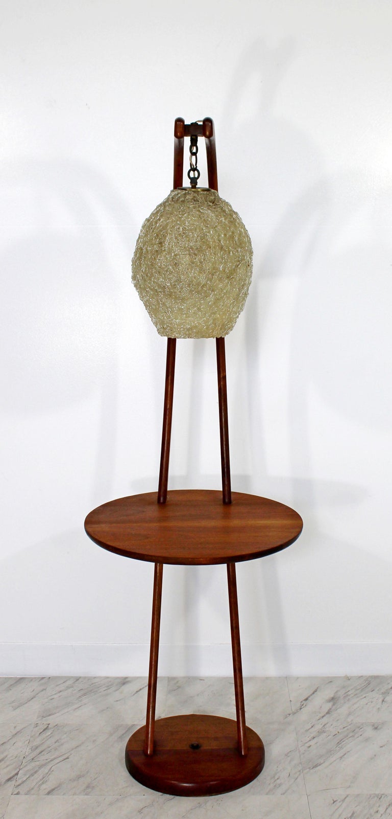 Mid-Century Modern Danish Teak Floor Lamp Table with Spaghetti Resin ...