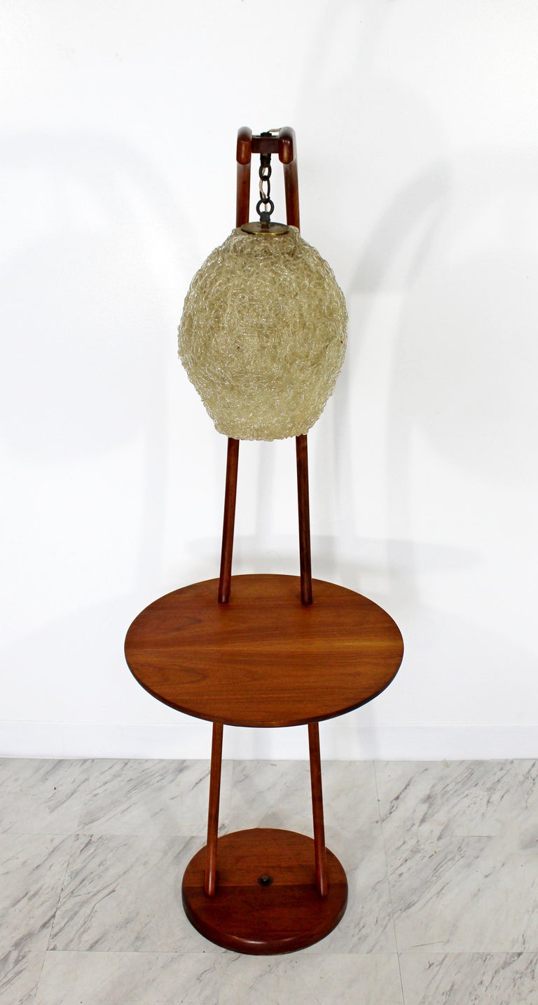 Mid-Century Modern Danish Teak Floor Lamp Table with Spaghetti Resin ...