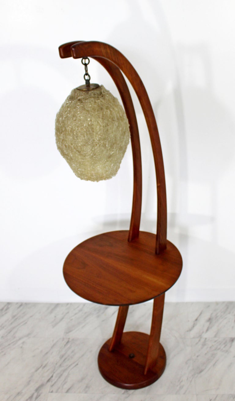 Mid-Century Modern Danish Teak Floor Lamp Table with Spaghetti Resin ...