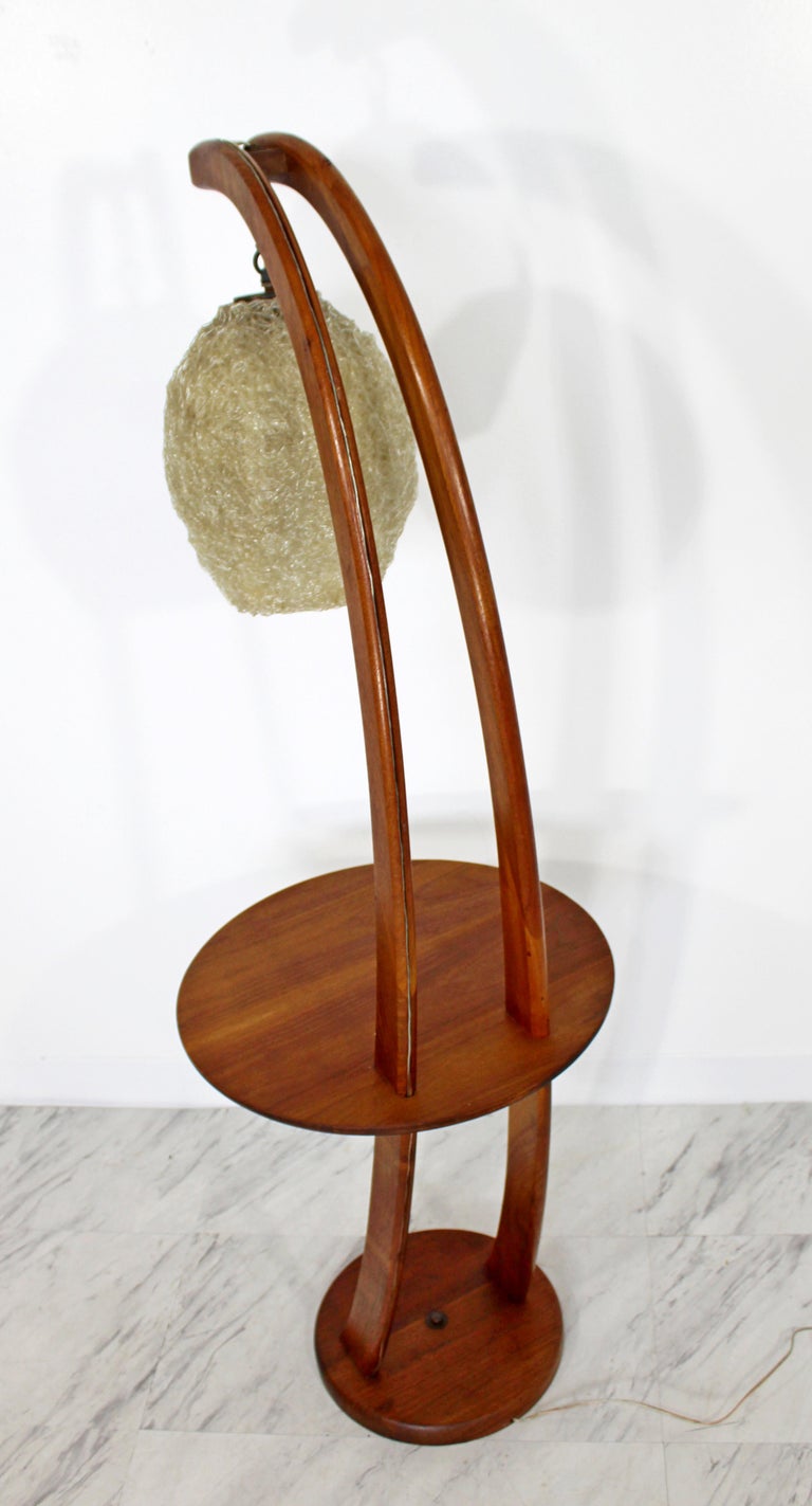 Mid-Century Modern Danish Teak Floor Lamp Table with Spaghetti Resin ...