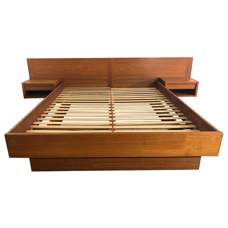 Mid Century Modern Danish Teak Platform Bed Queen Size For Sale At