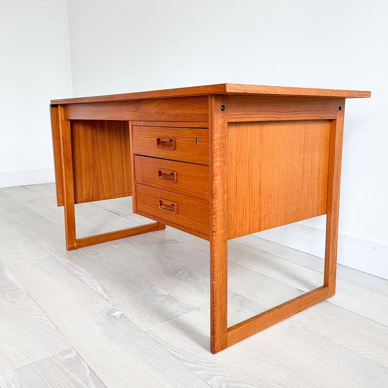Mid Century Modern Danish Teak Sliding Top Desk by Vi-Ma Mobler at 1stDibs