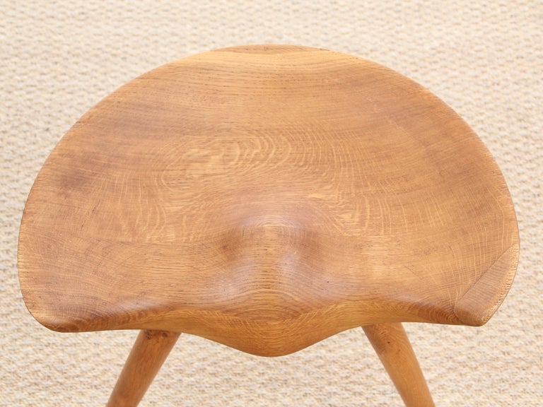 Mid-Century Modern Danish Three-Legs Stool in Oak by Mogens Lassen at ...