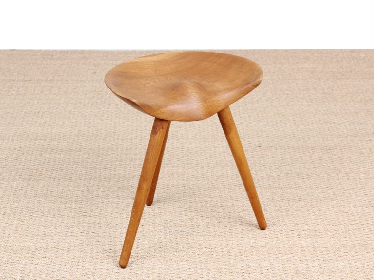 Mid-Century Modern Danish Three-Legs Stool in Oak by Mogens Lassen at ...